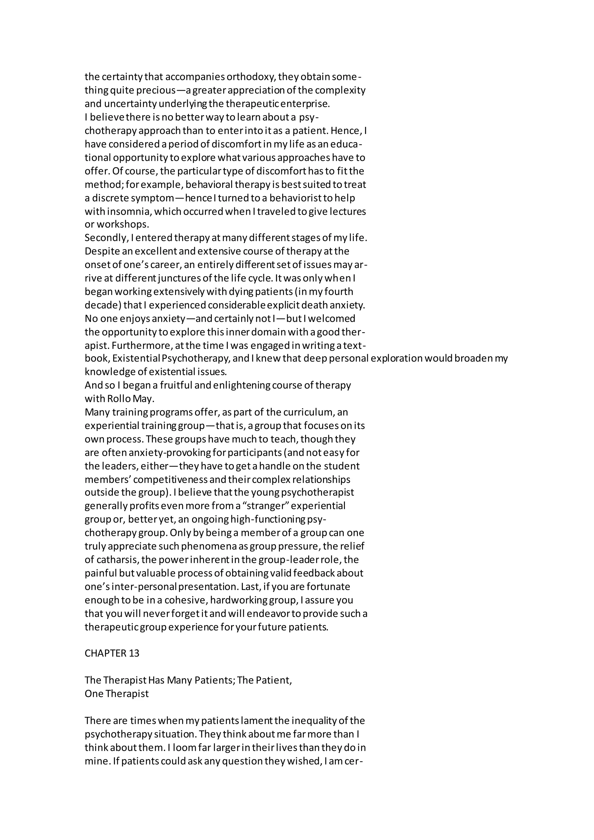 The gift of therapy yalom | DOCX