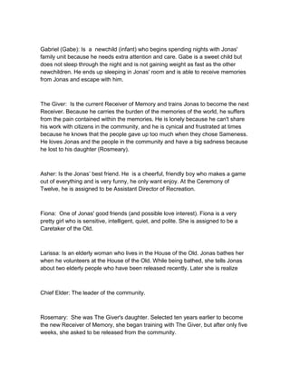 The giver | DOCX | Drama | Genres