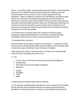 The giver | DOCX | Drama | Genres