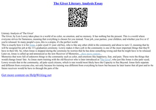 The Giver By Lois Lowry | PPT