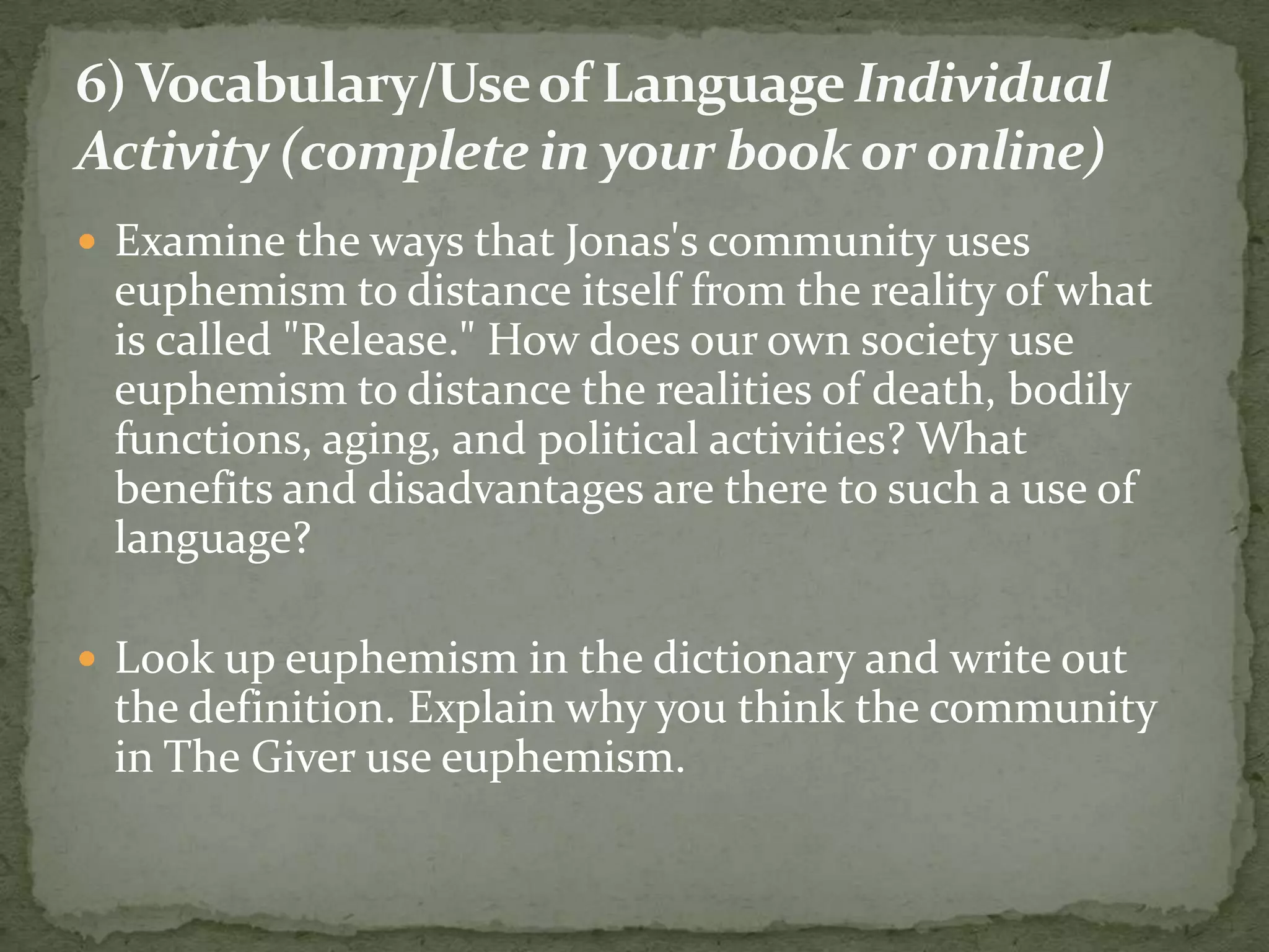 The Giver unit plan and assessment | PPTX