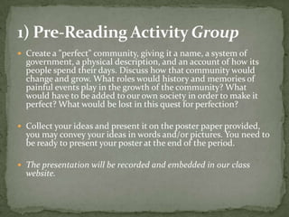 The Giver unit plan and assessment | PPT