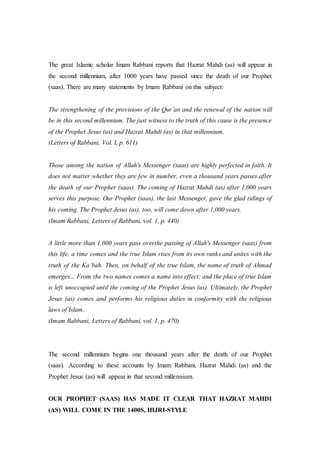 The glad tidings of hazrat Mahdi (pbuh) awaited by muslims. english docx | DOCX