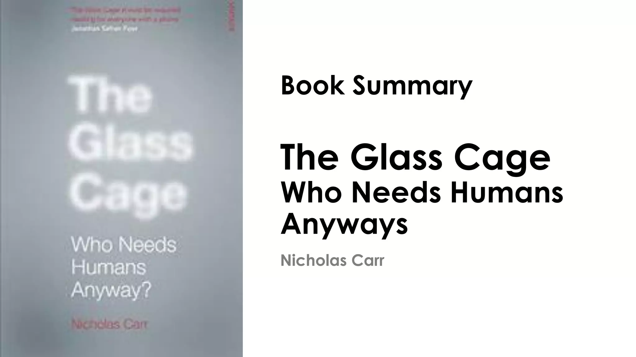 Book Summary : The Glass Cage | PDF