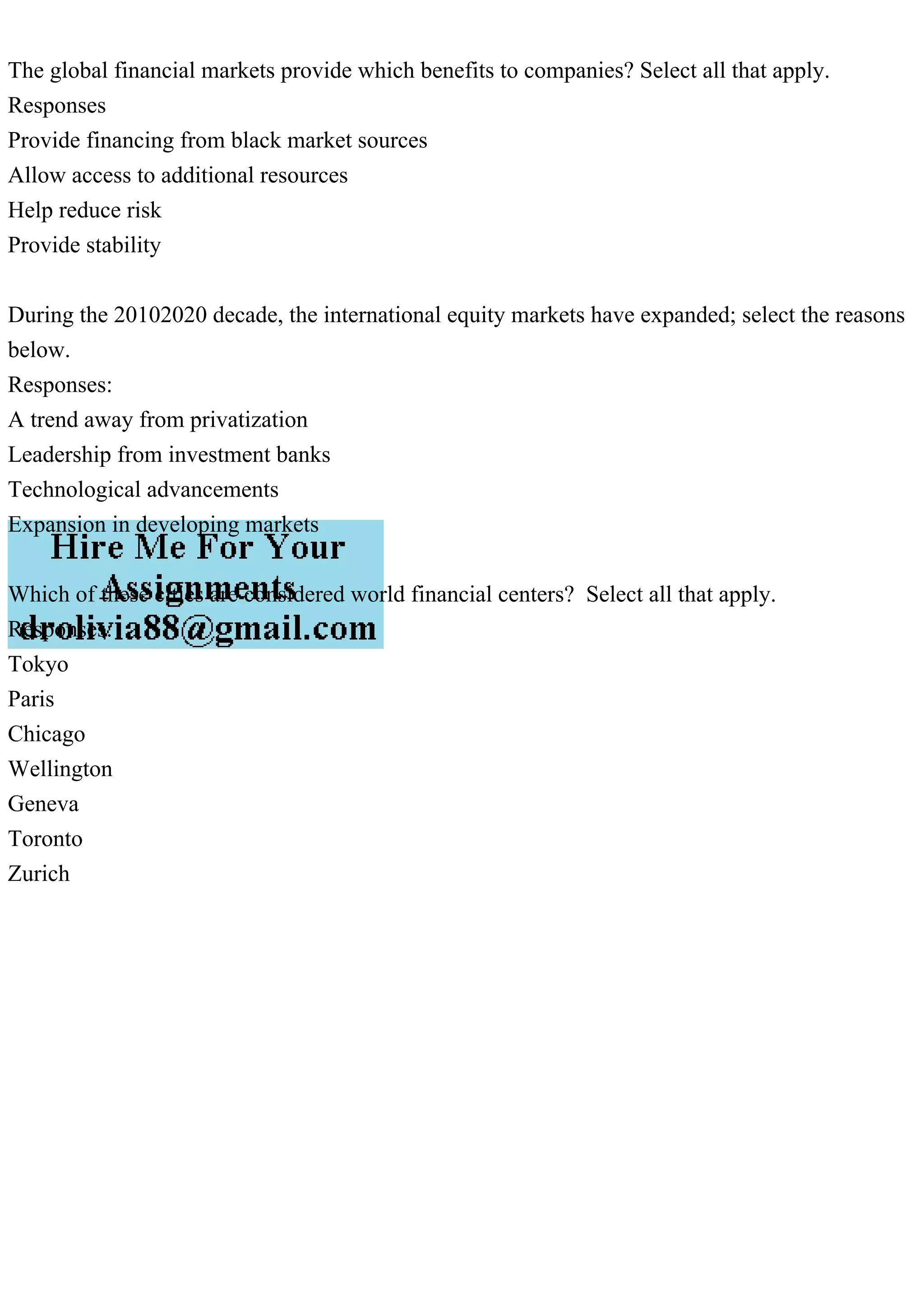 The global financial markets provide which benefits to companies Se.pdf