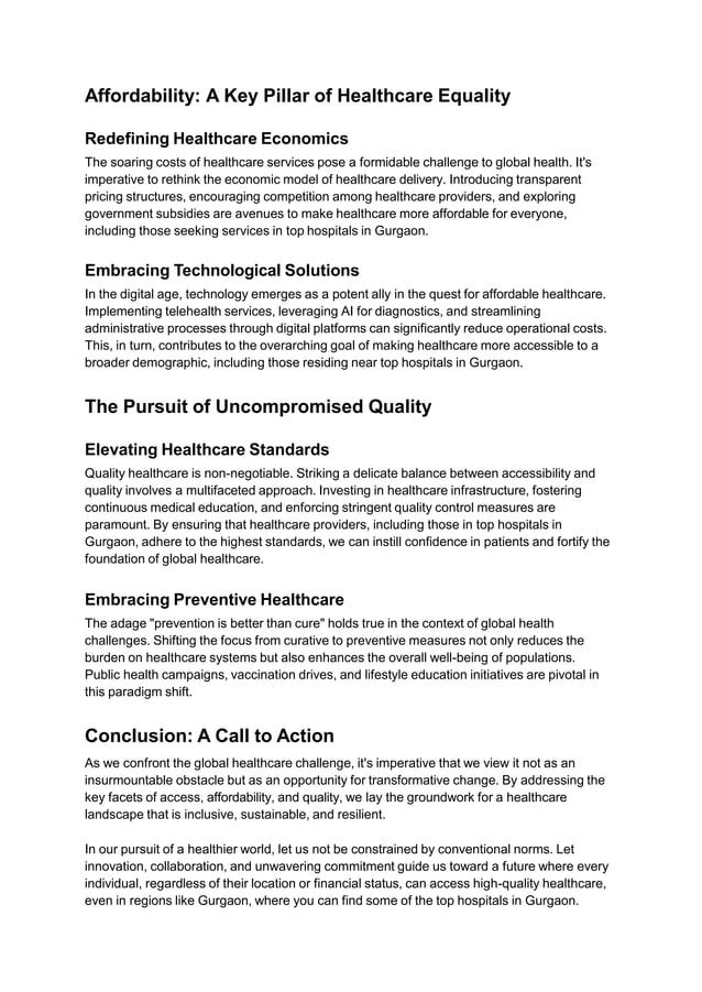 The Global Healthcare Challenge_ Access, Affordability, and Quality.pptx