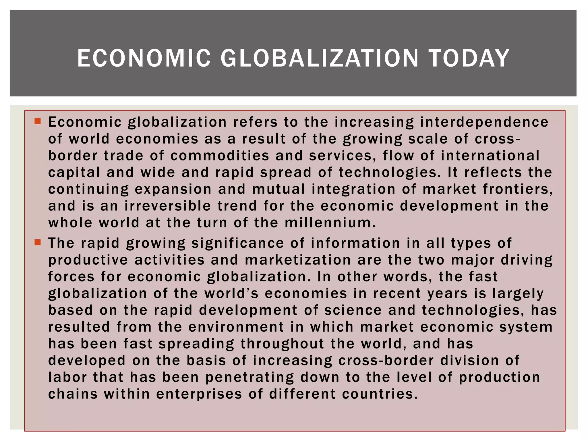The Globalization of world economic | PPTX
