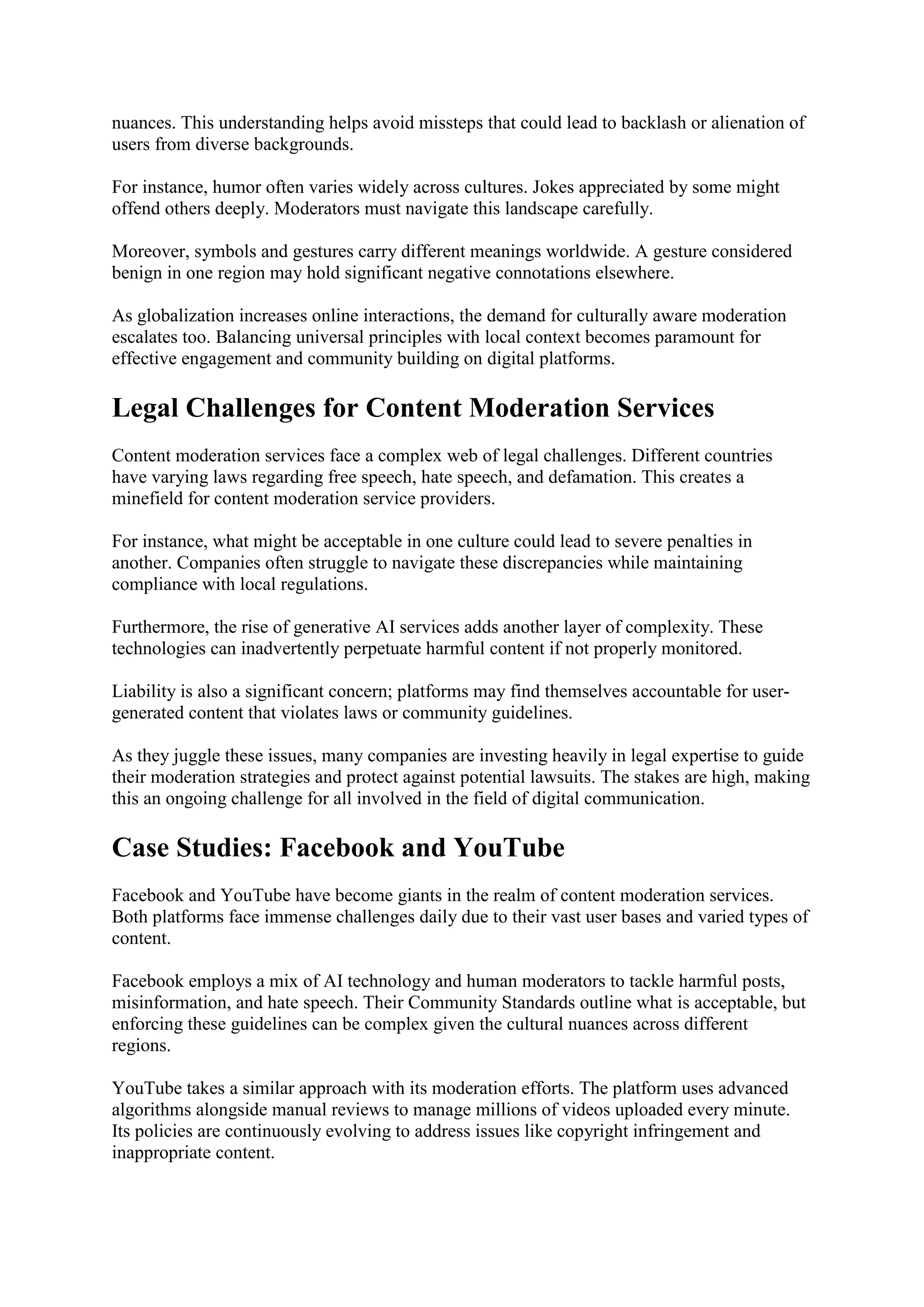 The Global Landscape of Content Moderation Services: Cultural and Legal ...