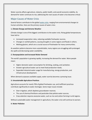 The Global Thirst-Understanding the Causes of Water Crisis | PDF