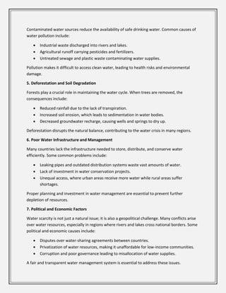 The Global Thirst-Understanding the Causes of Water Crisis | PDF