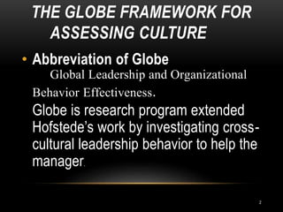 The globe framework for assessing culture | PPTX