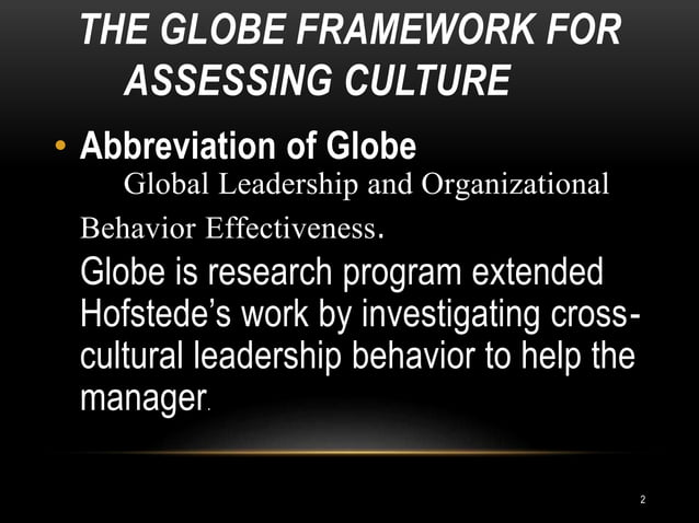 The globe framework for assessing culture | PPTX