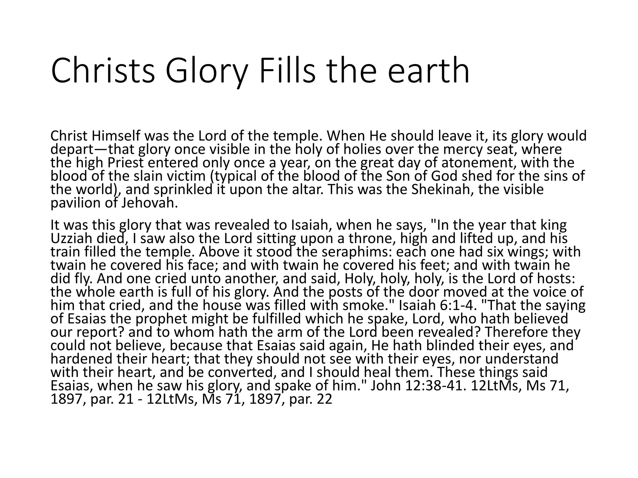 The Glory of the Lord Episode 5 The Shekinah Glory and Omnipresence of ...