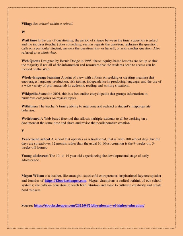 The Glossary of Higher Education | PDF