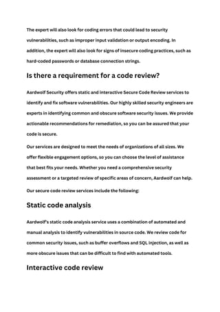 The goal of a Code Review Security Aardwolf Security.docx | Web Development | Internet