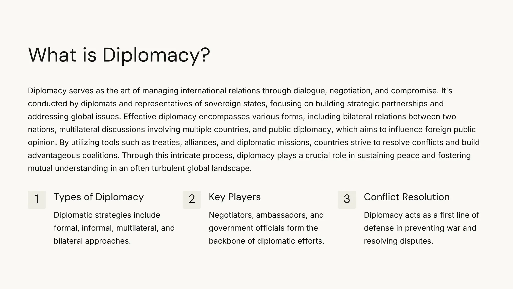 The Goal of Diplomacy and fundamental of diplomacy | PDF