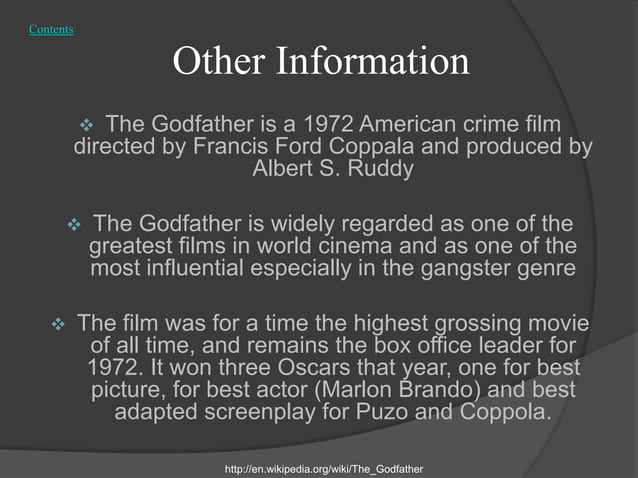 The godfather part i presentation | PPTX | Movies | Entertainment