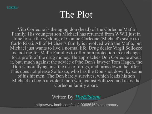 The godfather part i presentation | PPTX | Movies | Entertainment