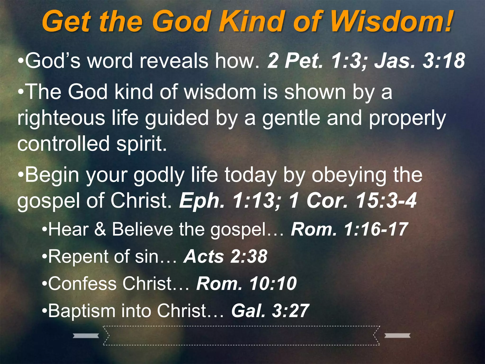 The God Kind of Wisdom | PPT