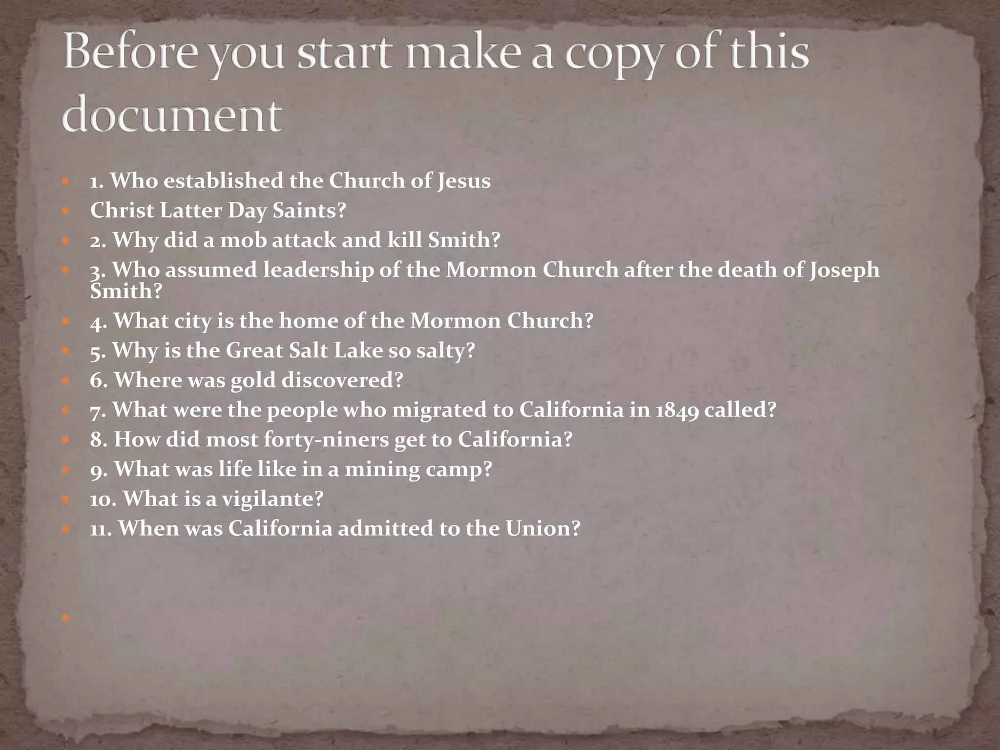 The Gold Rush Webquest | PPTX | Christianity | Religion & Spirituality