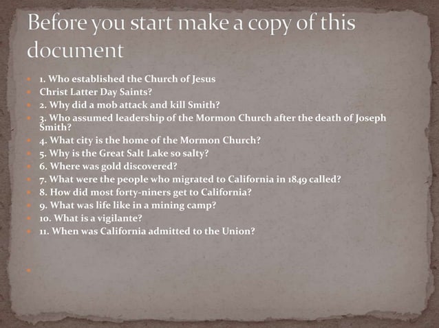 The Gold Rush Webquest | PPT