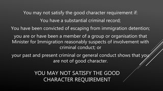 The Good Character Requirement – what does it mean? | PPTX