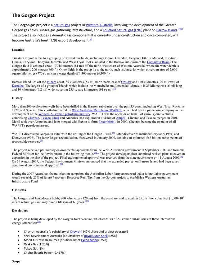 The gorgon project | DOCX | Commodities | Economy