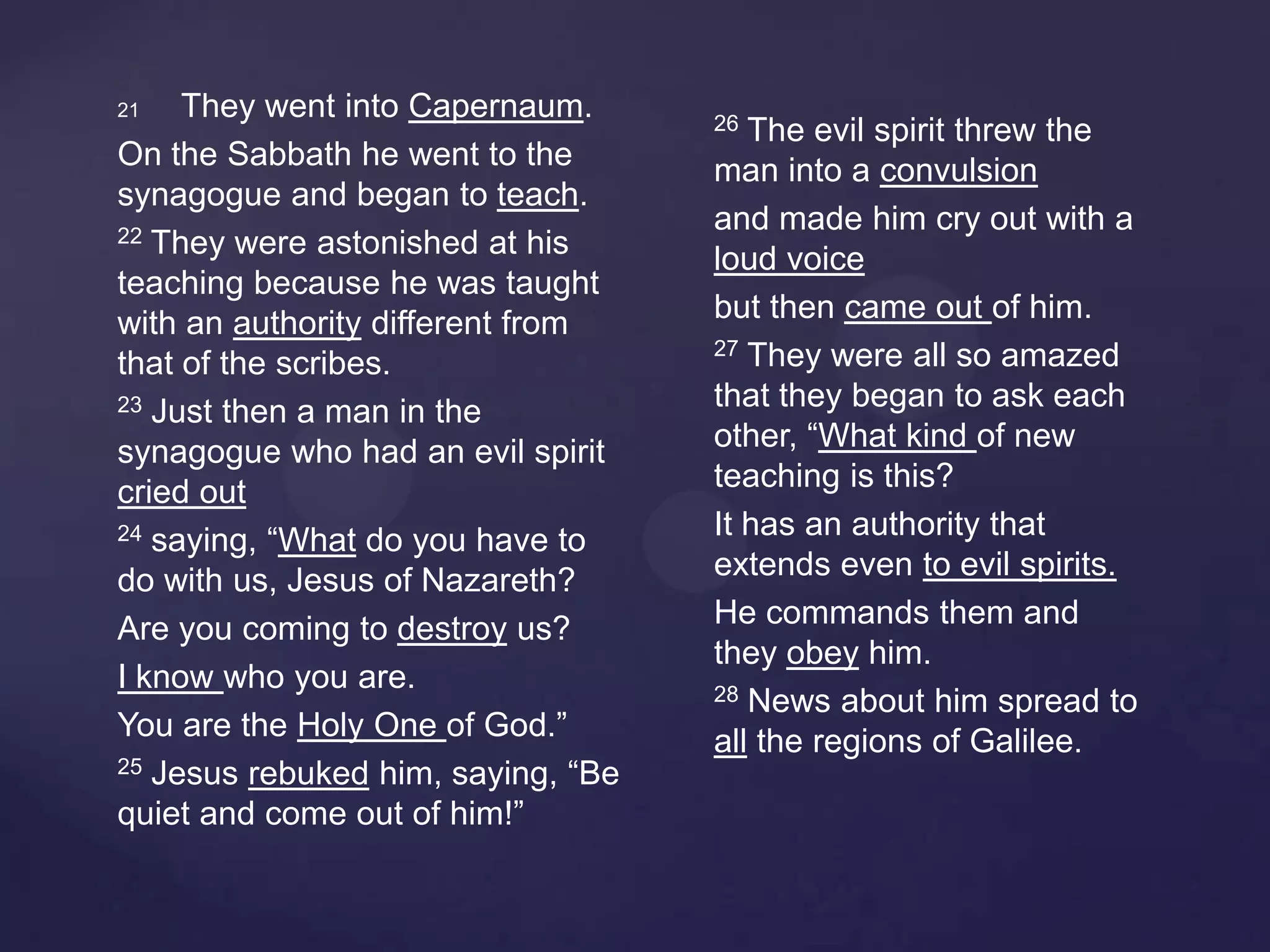 The Gospel According to Jesus: Mark 1.21-28 | PPTX | Christianity ...