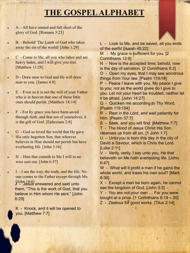 The gospel alphabet | PPTX | Christianity | Religion & Spirituality