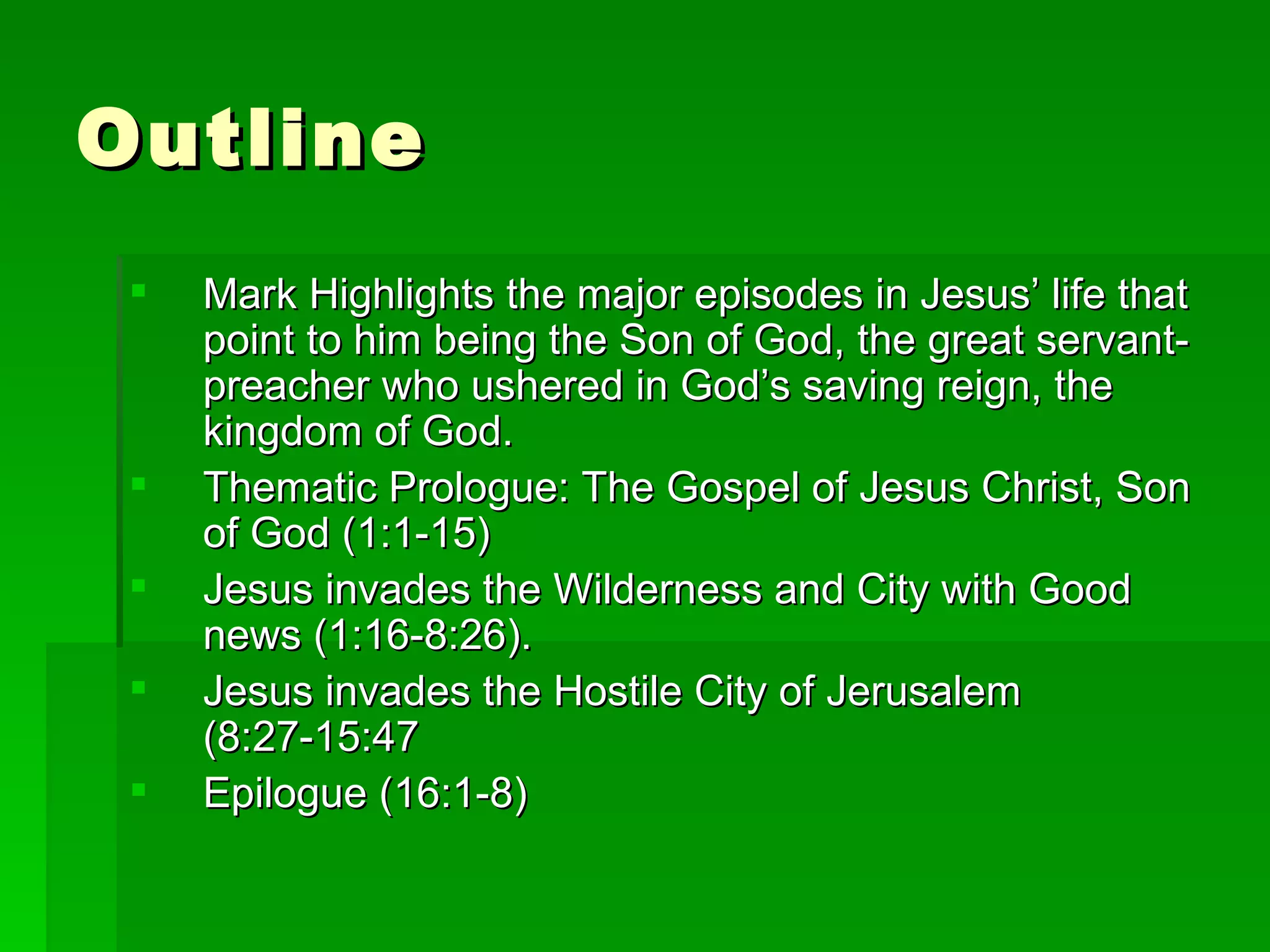 The Gospel Of Mark | PPT