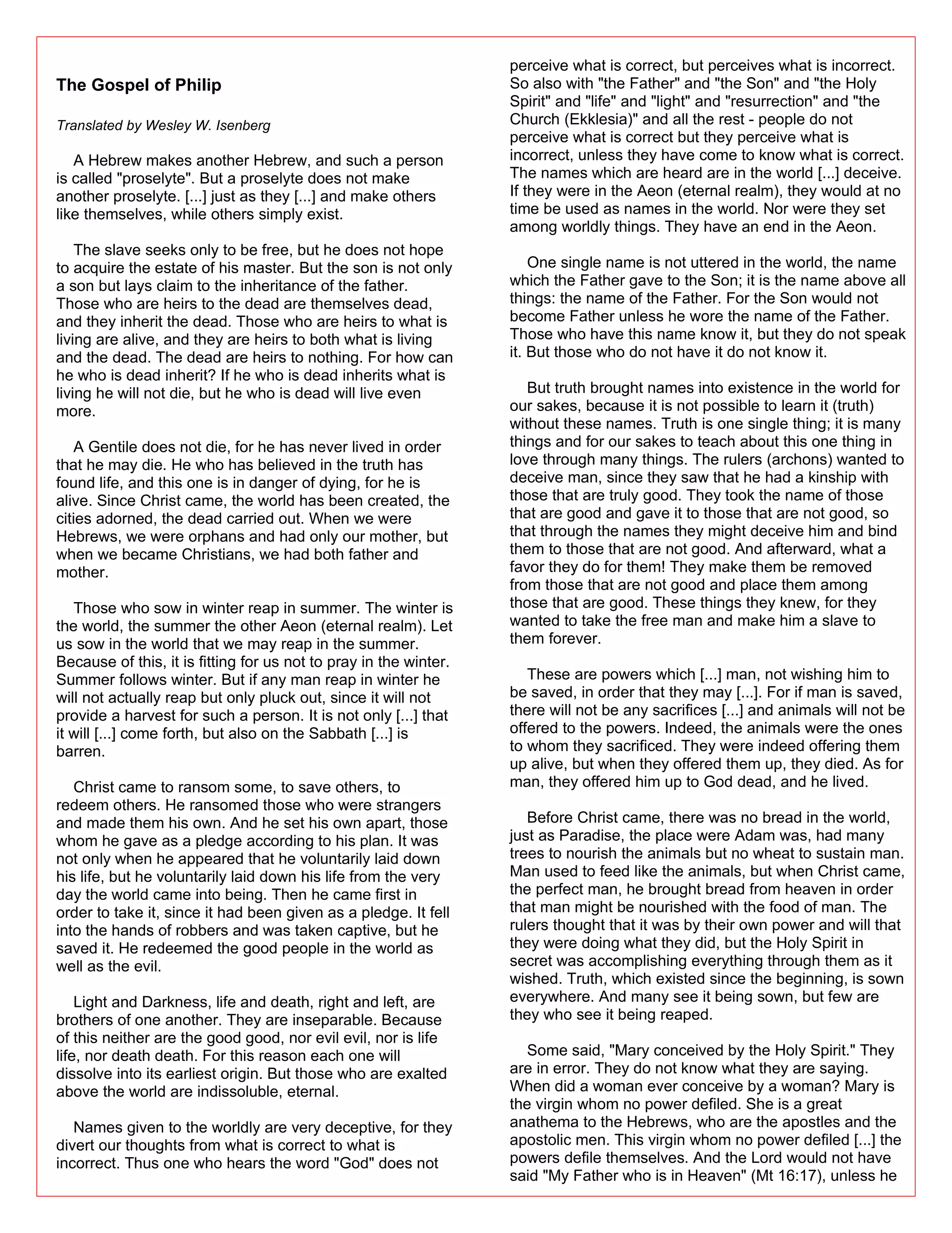 The Gospel of Phillip | PDF