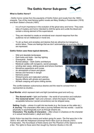 The gothic horror subgenre as film | PDF