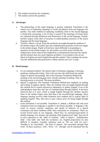 The grammar translation method | PDF