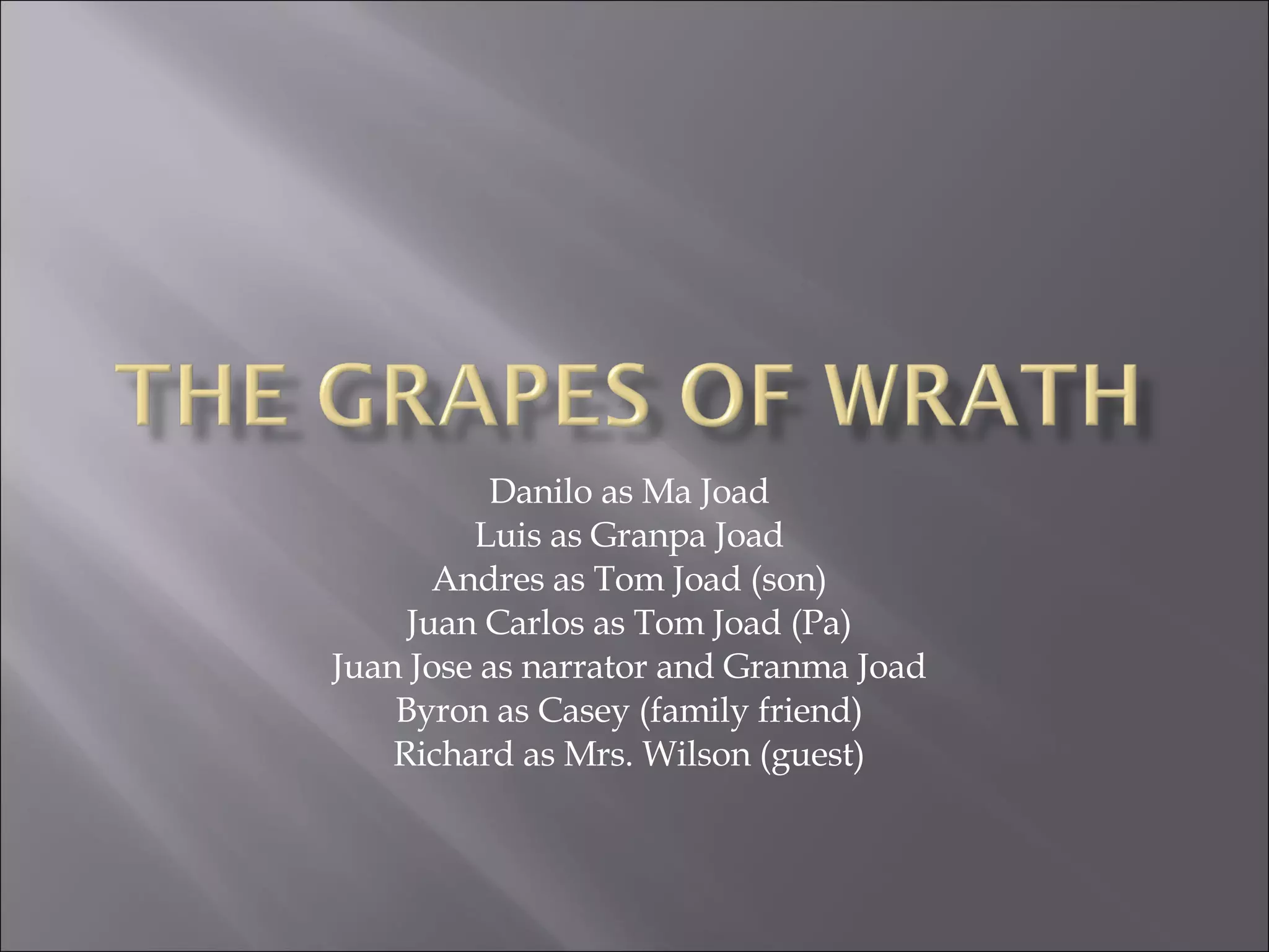 The Grapes Of Wrath | PPT | Drama | Genres