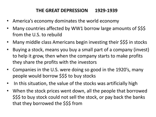 The great depression 1929 1939 | PPTX