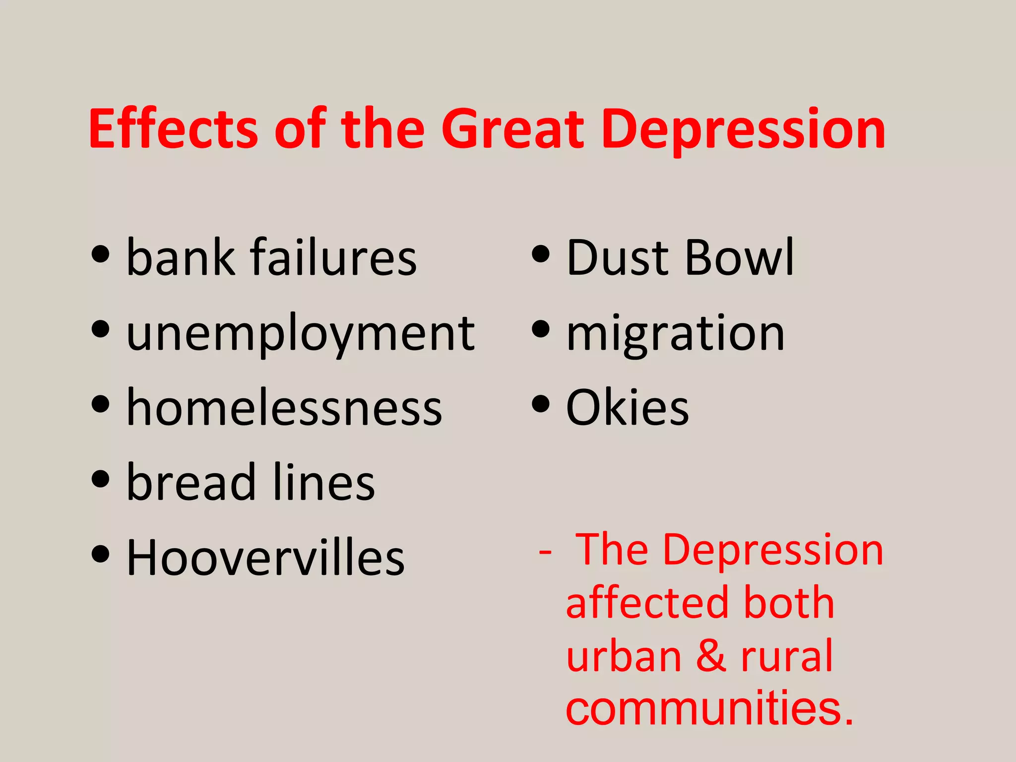 The Great Depression Effects | PPT