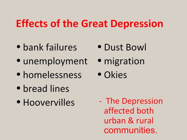 The Great Depression Effects | PPT