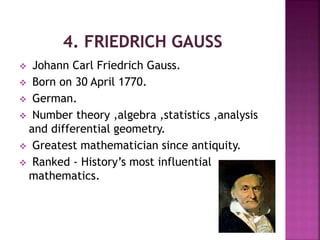 The greatest mathematicians of all times | PPTX
