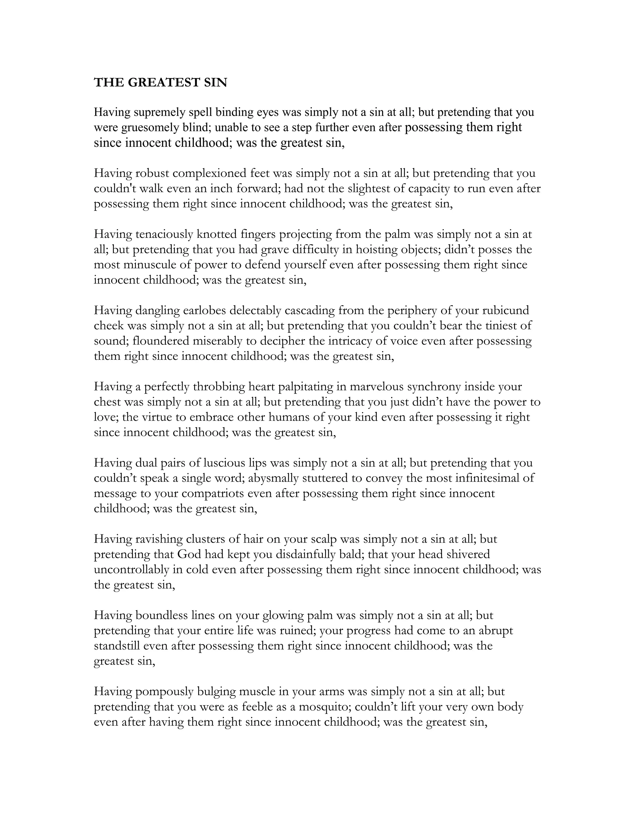 The Greatest Sin | DOC