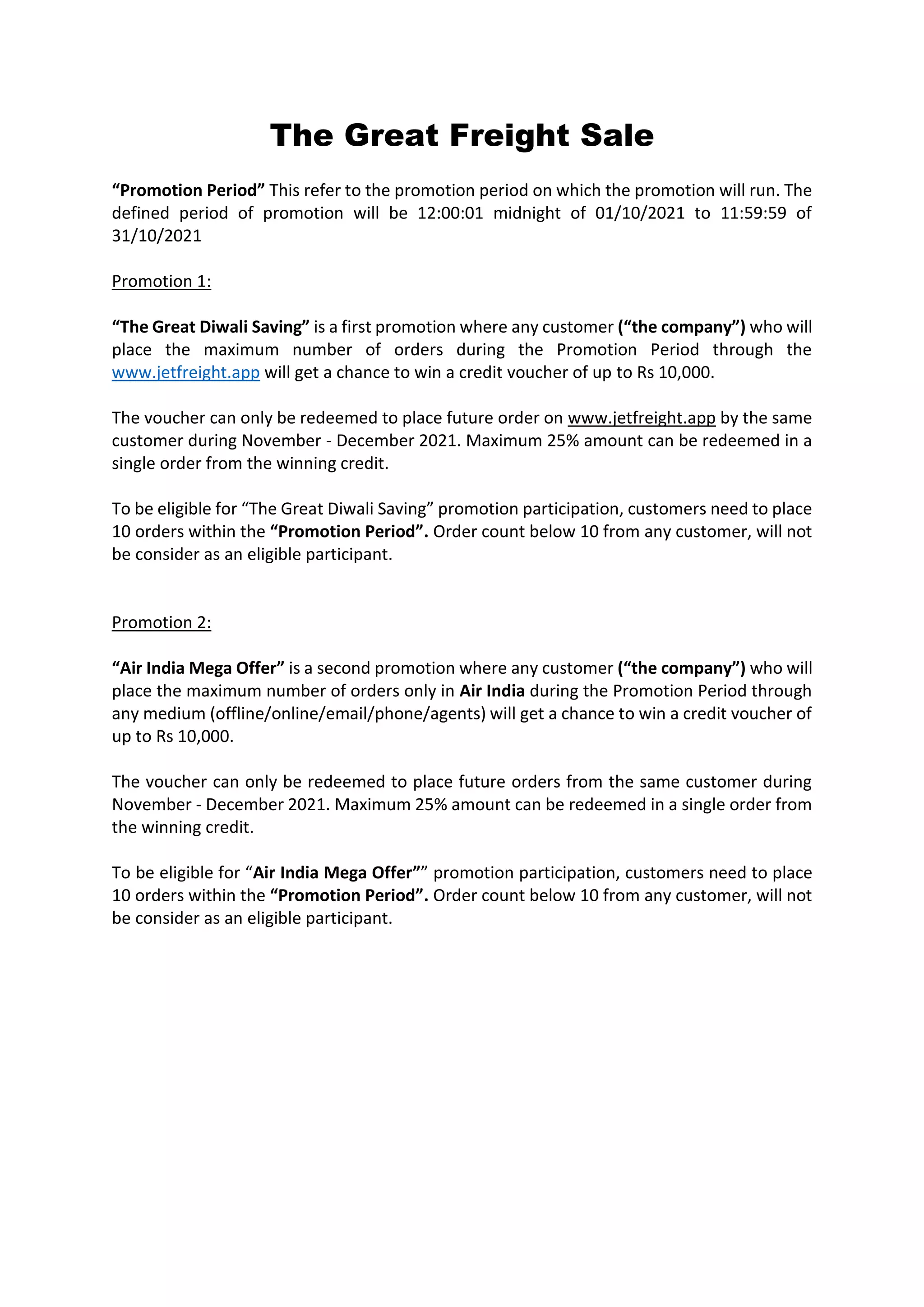 The Great Freight sale t&c | PDF