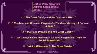 The Great Gatsby- Group Presentation | PDF | Fiction | Books and Literature
