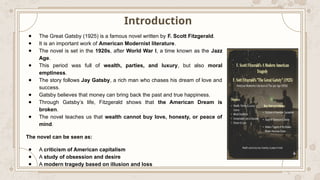The Great Gatsby By F. Scott Fitzgerald An Introductory Overview | PPTX