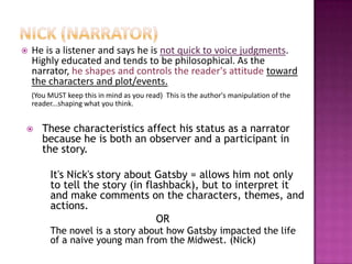 The Great Gatsby Ch 1 Notes | PPTX | Romance | Genres