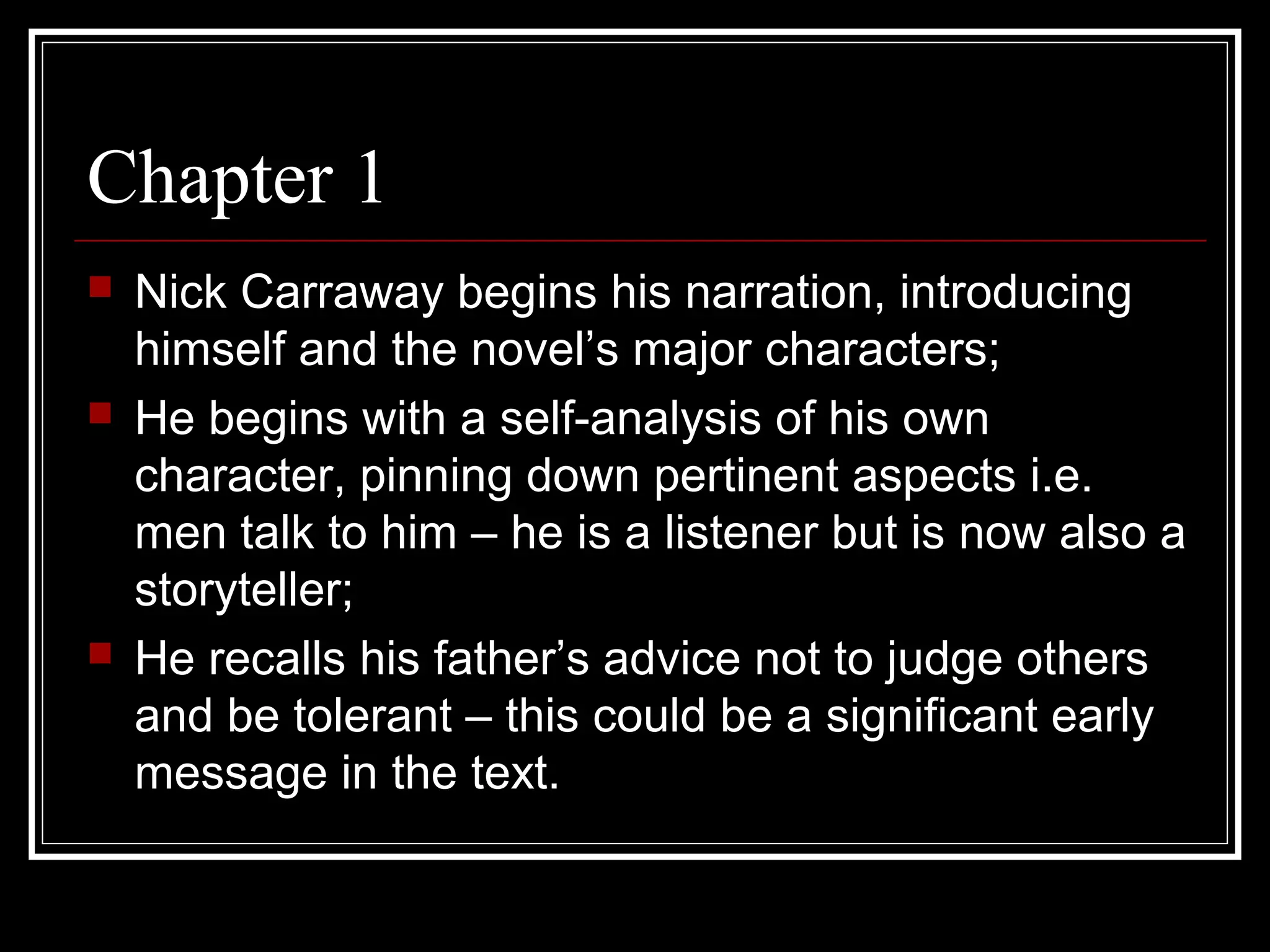 The Great Gatsby chapter 1 summative points - Fitzgerald | PPT ...