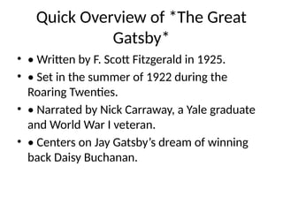 A powerpoint presentation of the great gatsby, demo for great books | PPTX