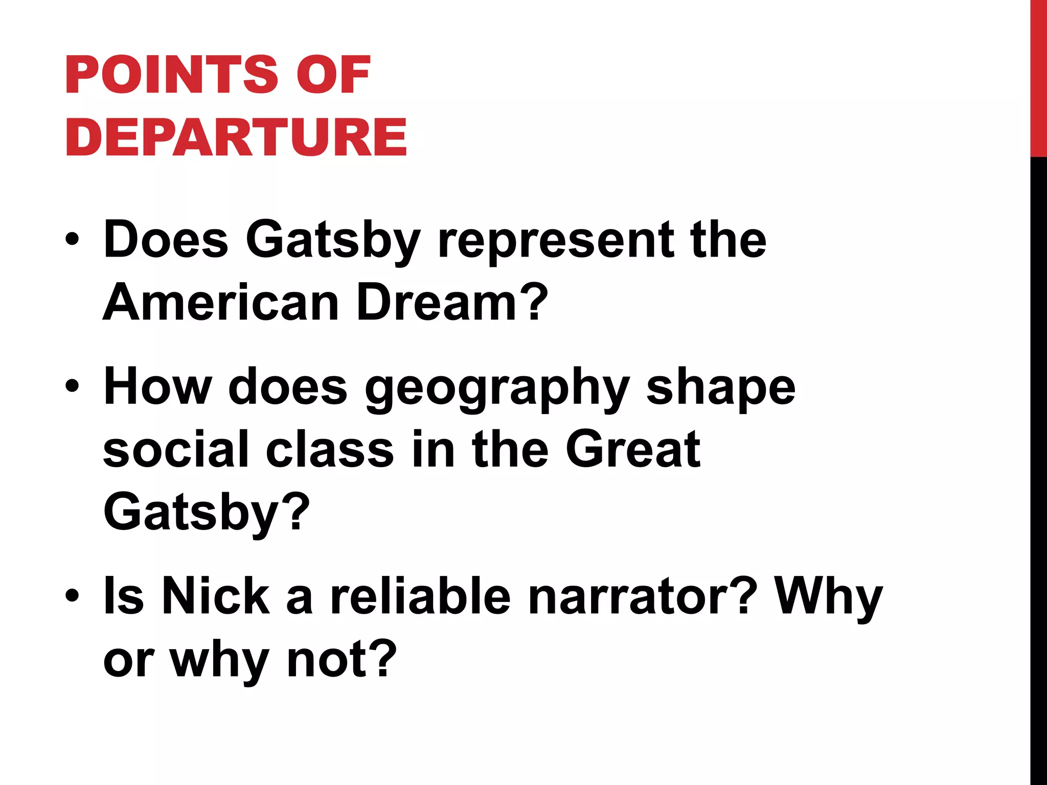 Group Questions on The Great Gatsby (Spring 2013) | PPT