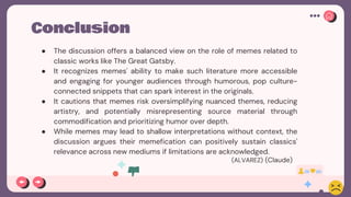 The Great Gatsby in the Age of Memes, A contemporary Lens | PPTX