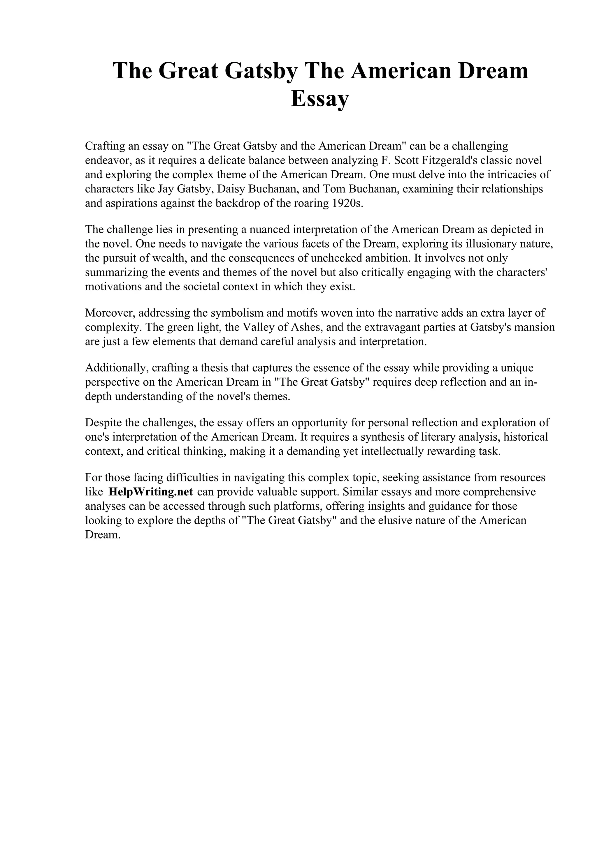 The Great Gatsby The American Dream Essay.pdf