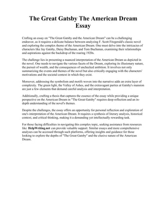 The Great Gatsby The American Dream Essay.pdf