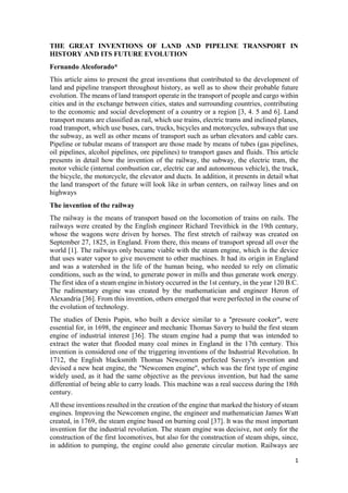 THE GREAT INVENTIONS OF LAND AND PIPELINE TRANSPORT IN HISTORY AND ITS ...
